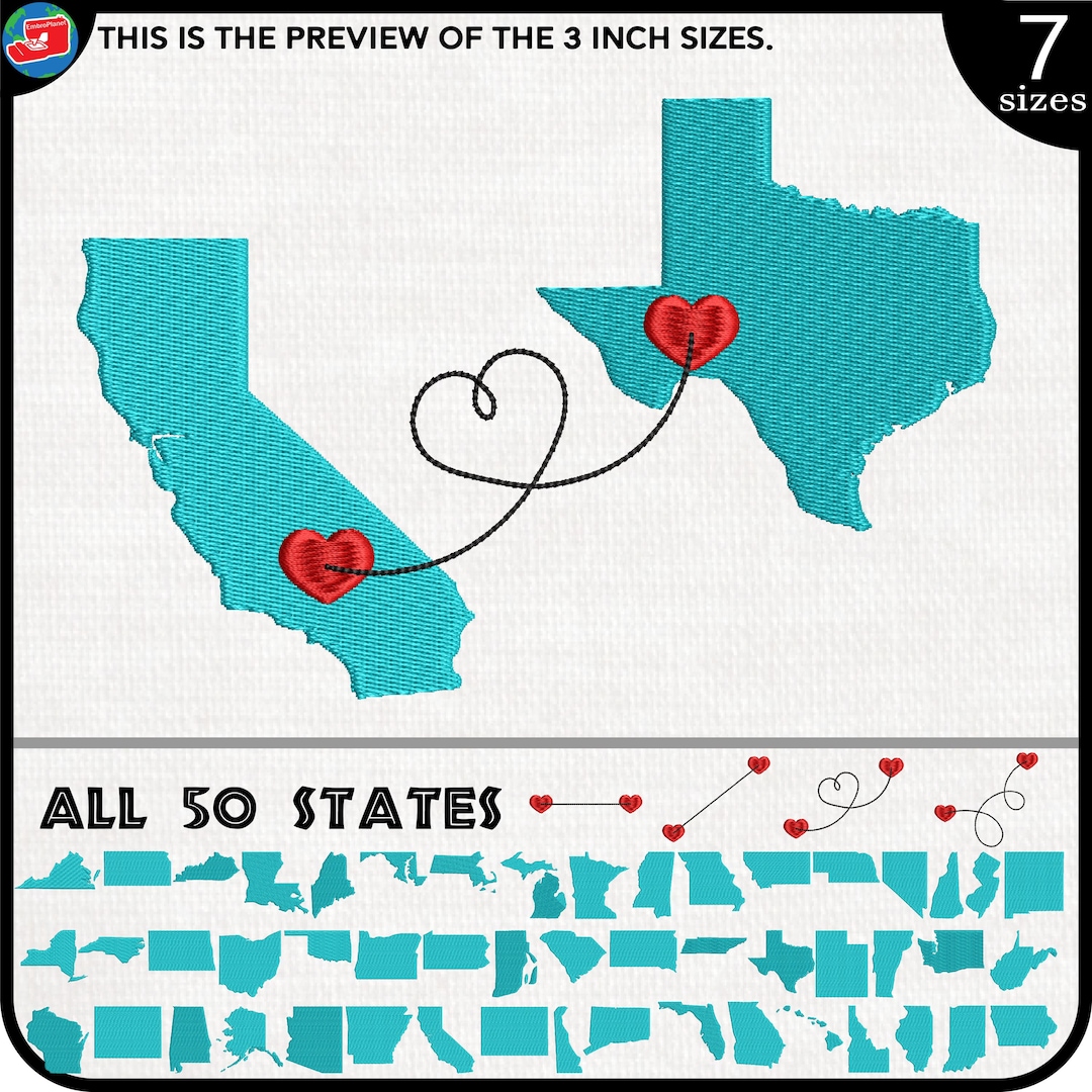 With Love From State to State - Designs for Embroidery Machine Instant ...