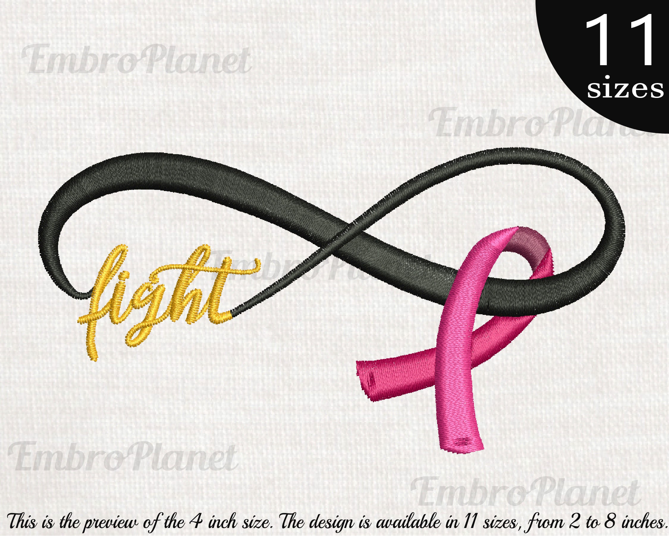 Infinite Fight Ribbon Design for Embroidery Machine Instant - Etsy