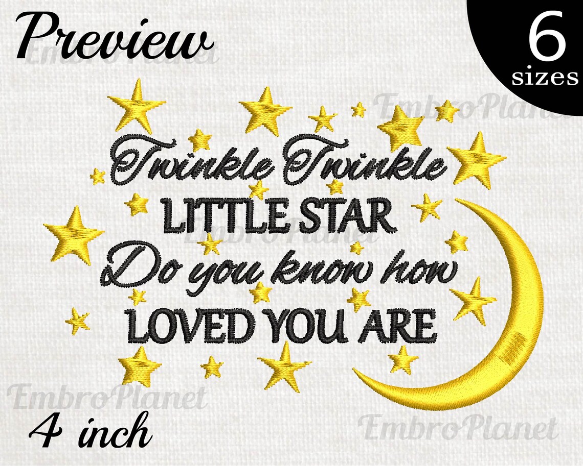 Twinkle Twinkle Little Star Design for Embroidery Machine - Etsy