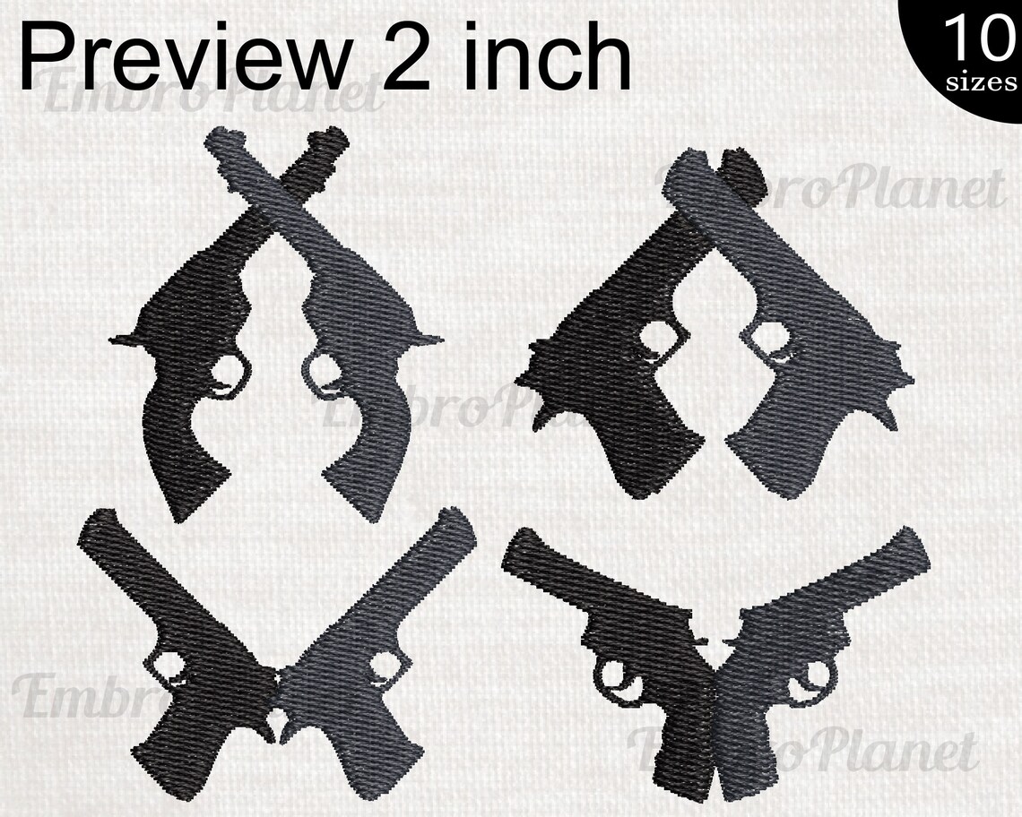 Crossed Guns - Designs for Embroidery Machine Instant Download Digital ...
