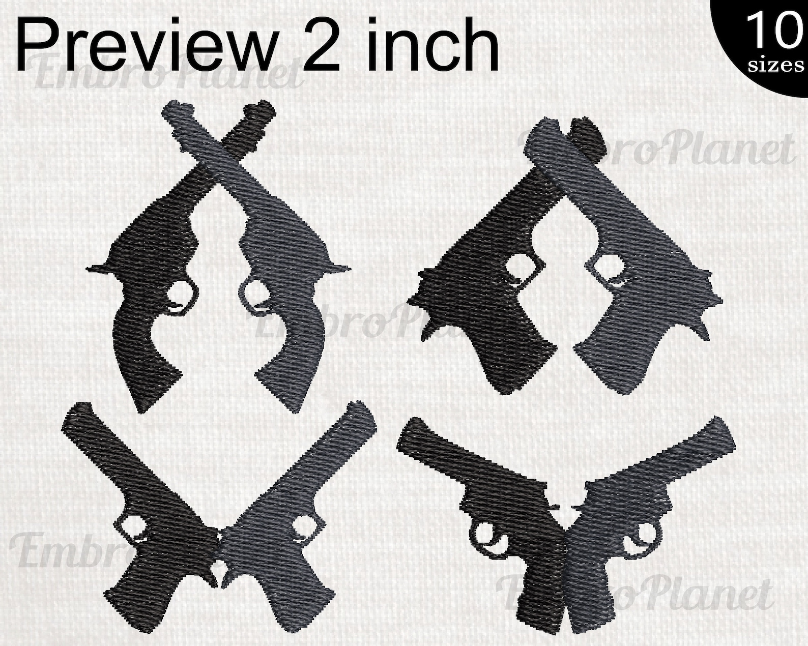 Crossed Guns - Designs for Embroidery Machine Instant Download Digital ...