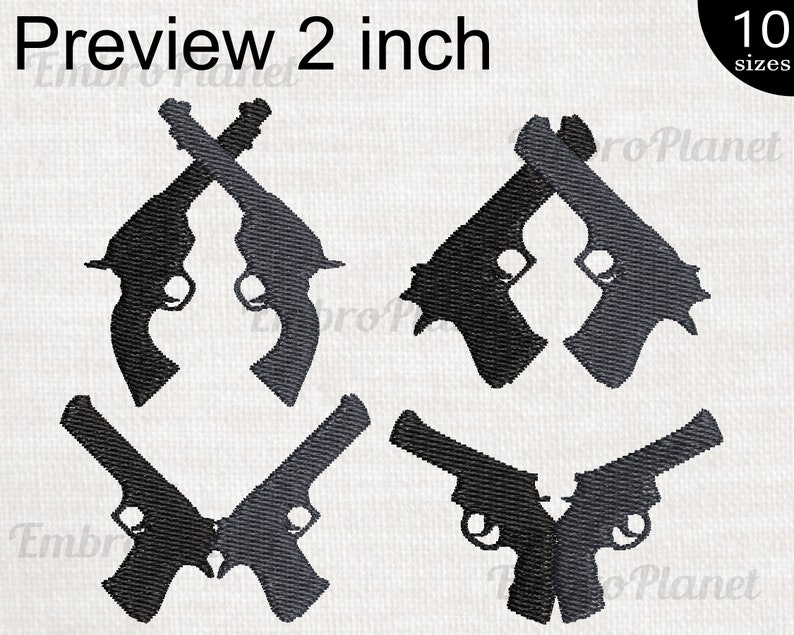 Crossed Guns - Designs for Embroidery Machine Instant Download Digital ...