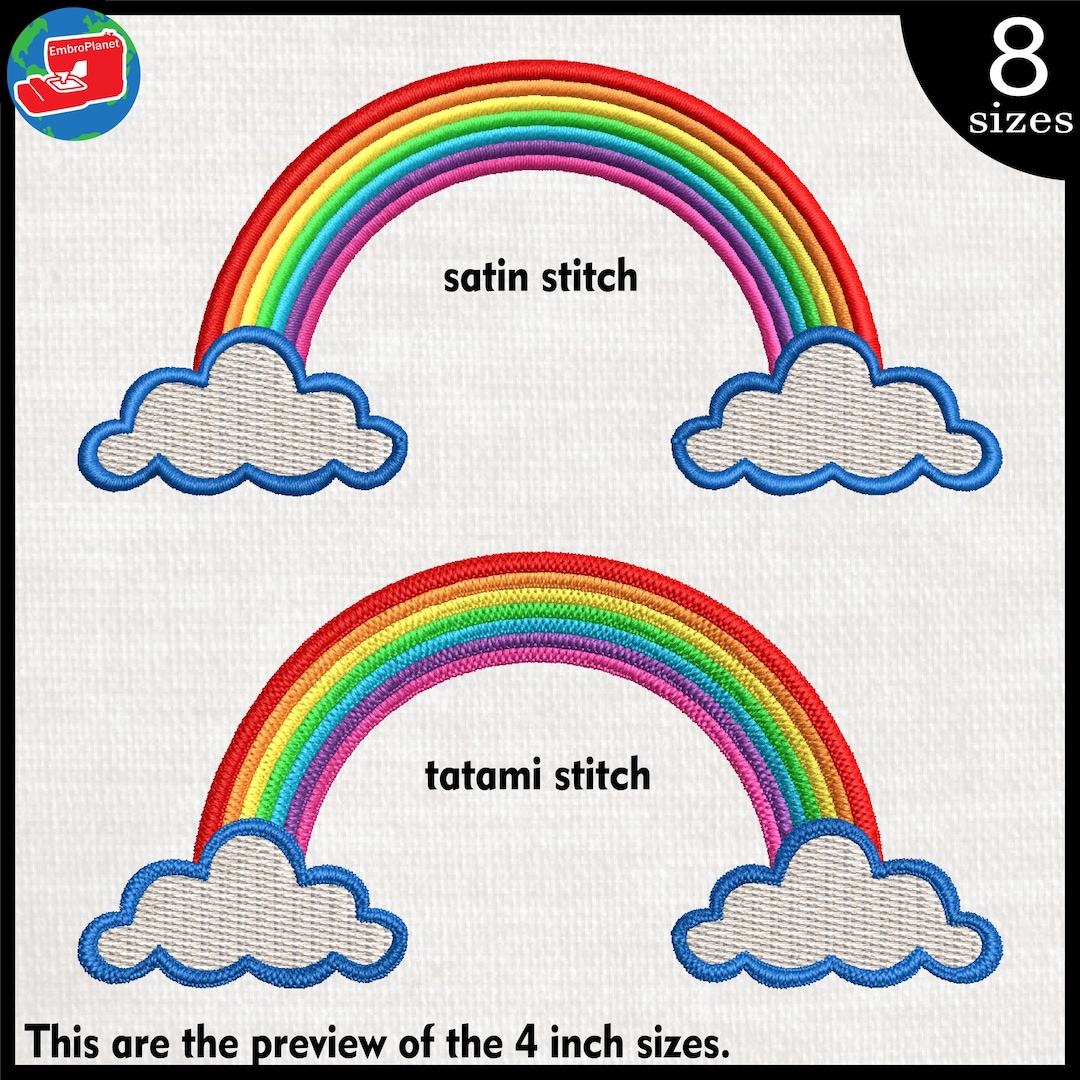 Rainbow Embroidery Design – Satin & Tatami Stitch (digital Download) - Etsy