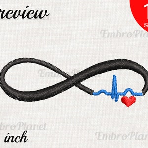 Infinity Heart ECG - Design for Embroidery Machine Instant Download ...