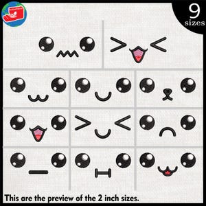 Kawaii Face Embroidery Designs - Cute Japanese Stitch Files (digital ...