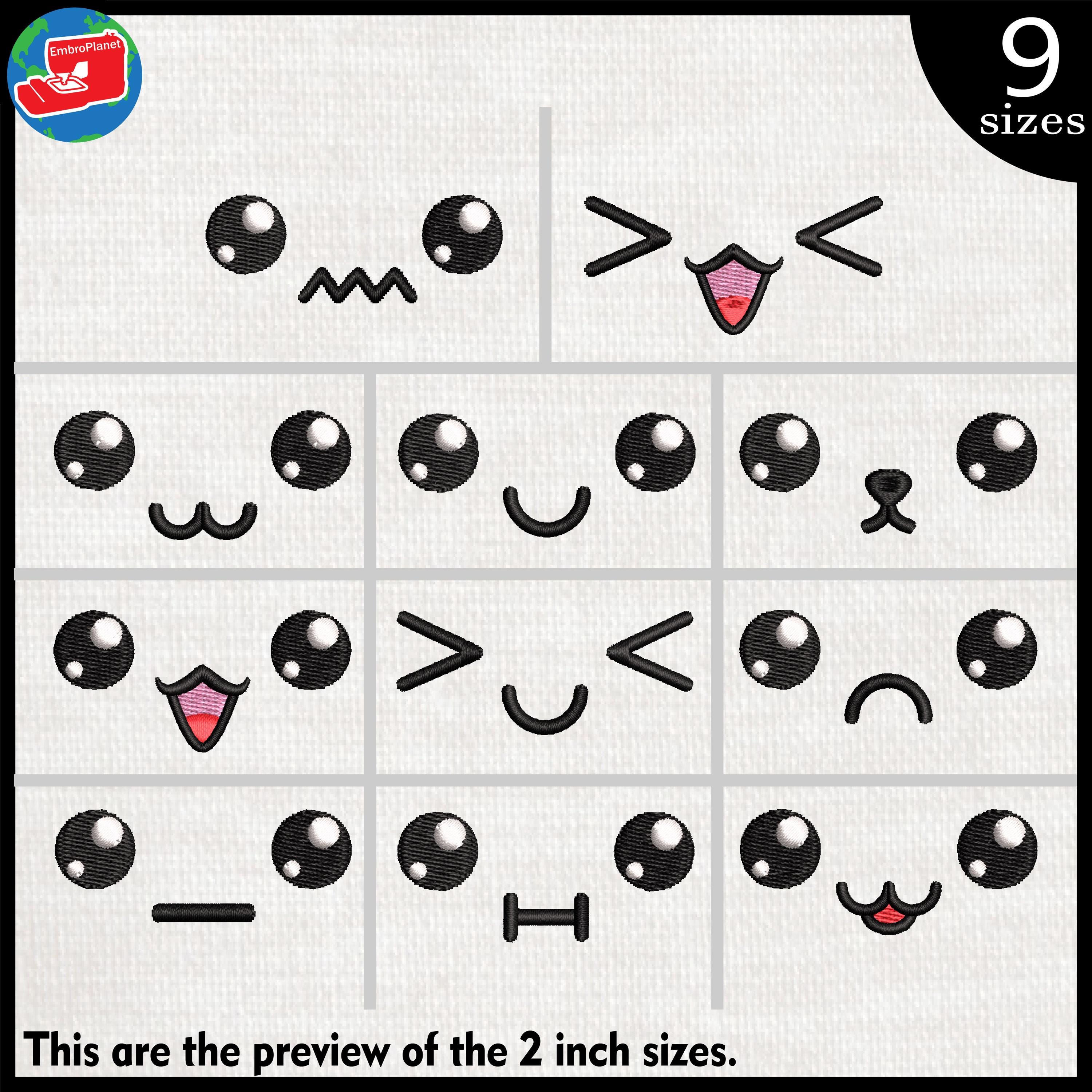 Kawaii Face Embroidery Designs - Cute Japanese Stitch Files (digital ...