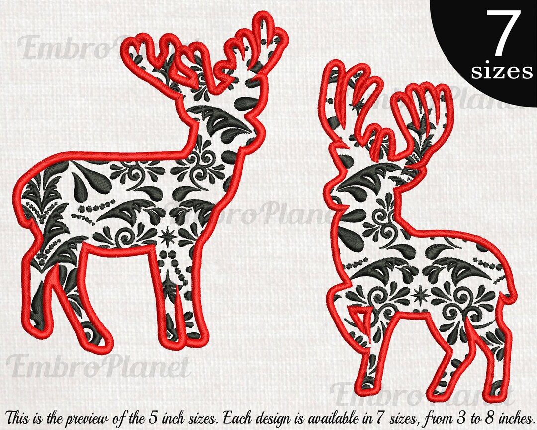 Zentangle Reindeer - Designs for Embroidery Machine, Instant Download ...