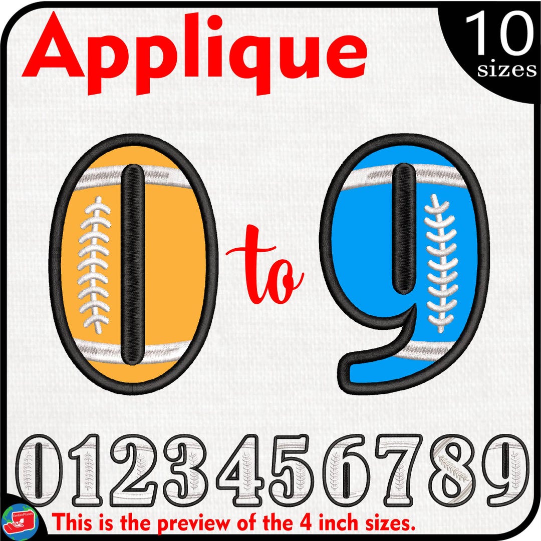 Applique American Football Numbers - Designs for Embroidery Machine ...