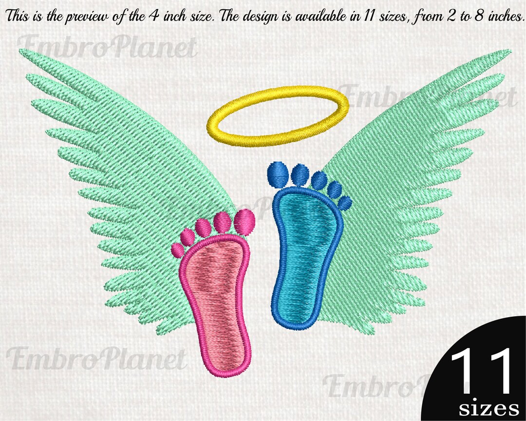 Baby Feet Angel Wings Embroidery Design (digital Download) - Etsy