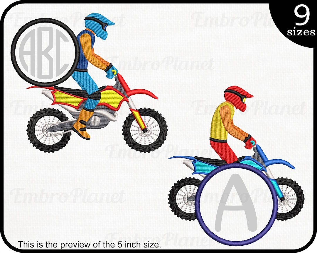 Circle Motocross Embroidery Design - Biker Embroidery Files (digital ...