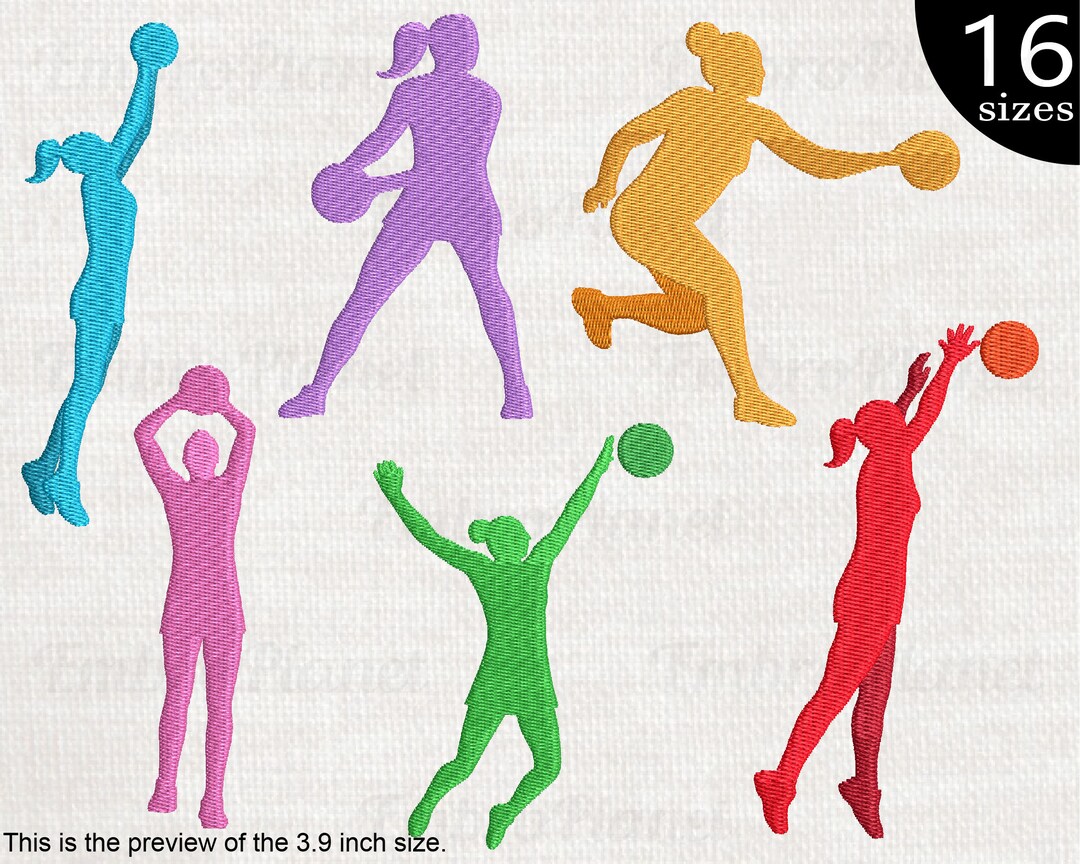 Netball Girls - Designs for Embroidery Machine Instant Download Digital ...