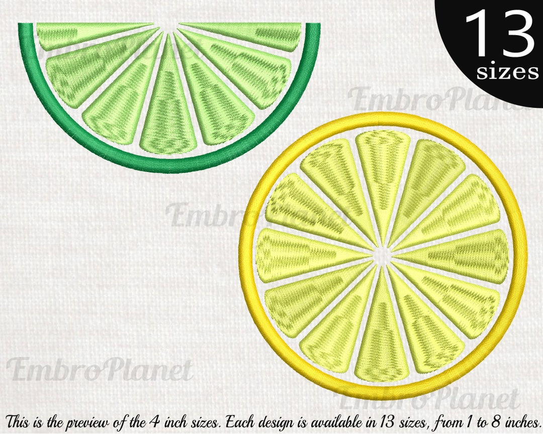 Lime and Lemon Embroidery Design – Fruit Slice Pattern (digital ...