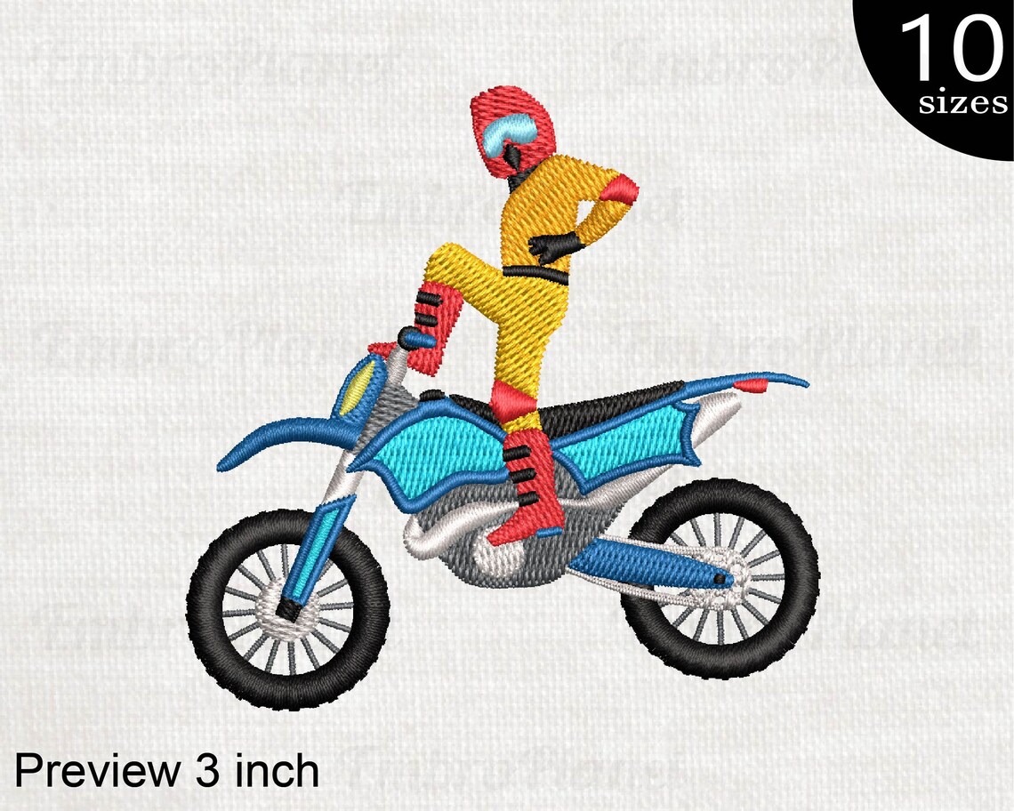 Motocross Biker Posing Design for Embroidery Machine Instant - Etsy