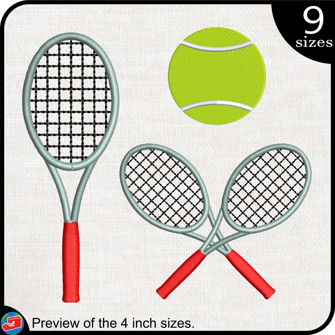 Tennis Racquet Embroidery Designs - 9 Sizes (digital Download) - Etsy