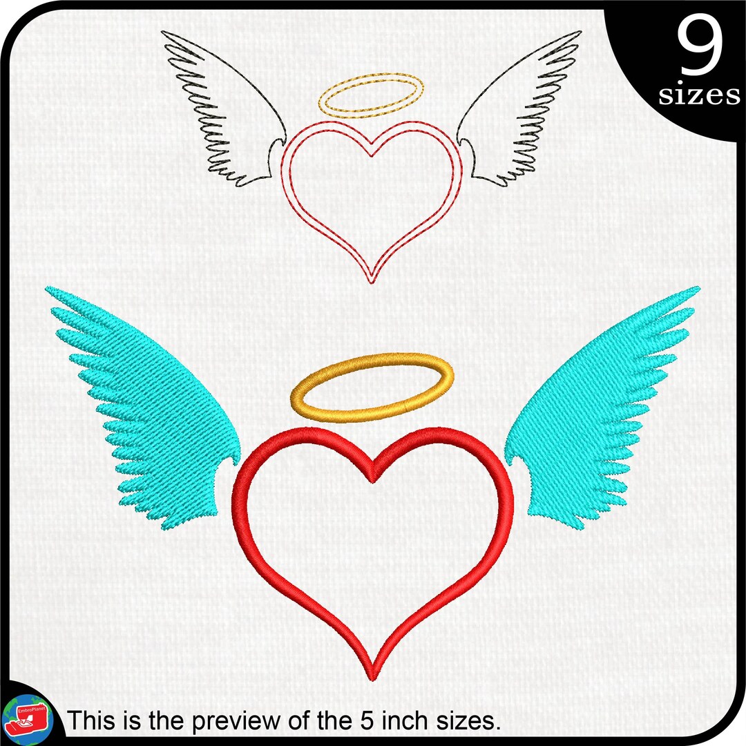 Angel Heart - Designs for Embroidery Machine Instant Download Digital ...