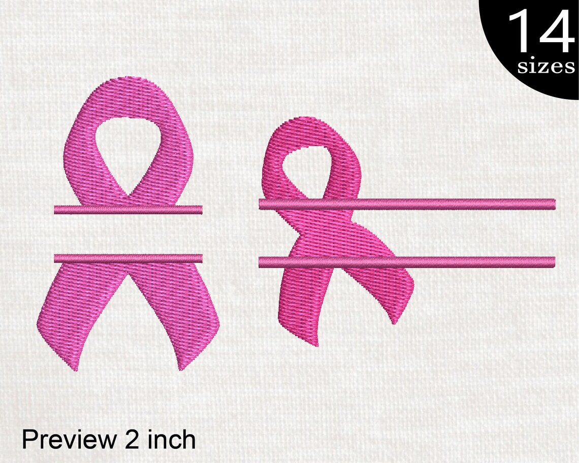 Split Breast Cancer Ribbons Design for Embroidery Machine | Etsy