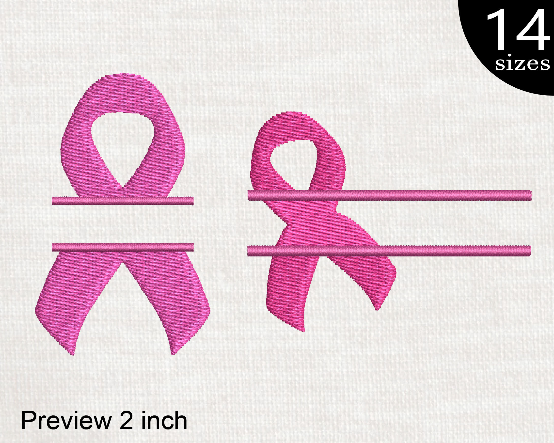 Split Breast Cancer Ribbon Embroidery Design - Instant Download - Etsy