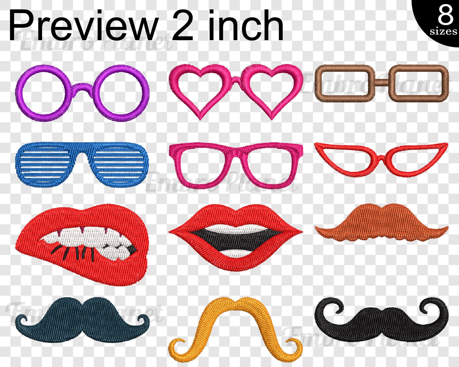 Photo Booth Props Embroidery Designs - Instant Download (digital File ...