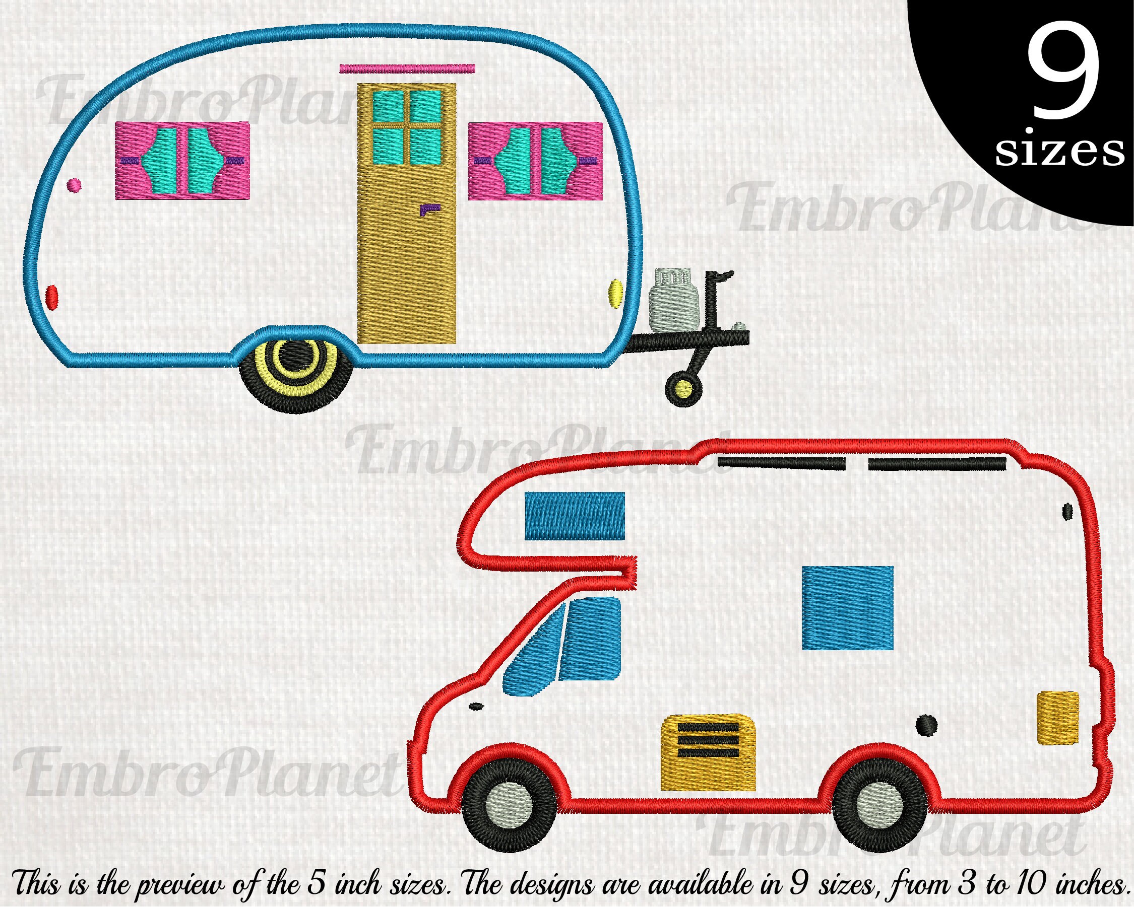 Embroidery Craft Supplies & Tools Applique Fifth Wheel Camper Instant ...