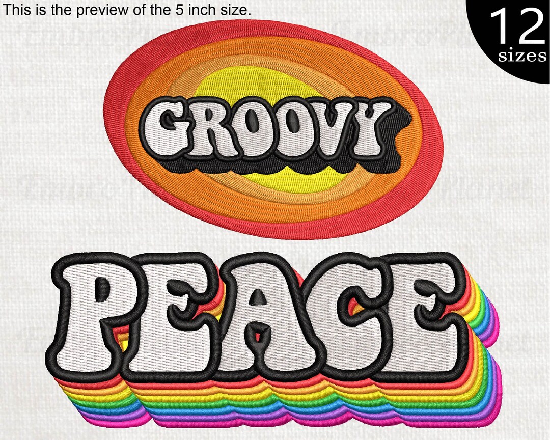 Groovy and Peace - Design for Embroidery Machine Instant Download ...