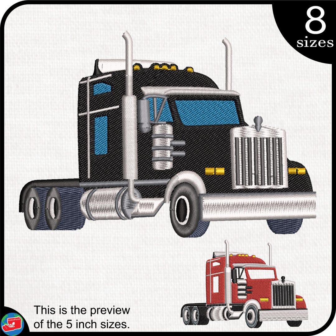 Truck Embroidery Design – Semi Trailer Stitch Pattern (digital Download ...