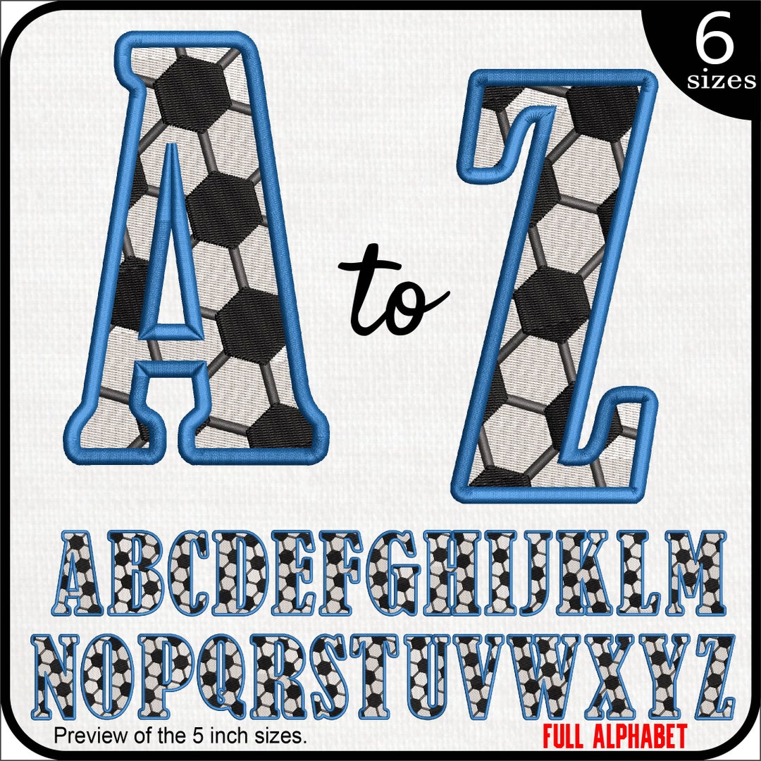 Soccer A to Z Full Alphabet - Designs for Embroidery Machine Instant ...