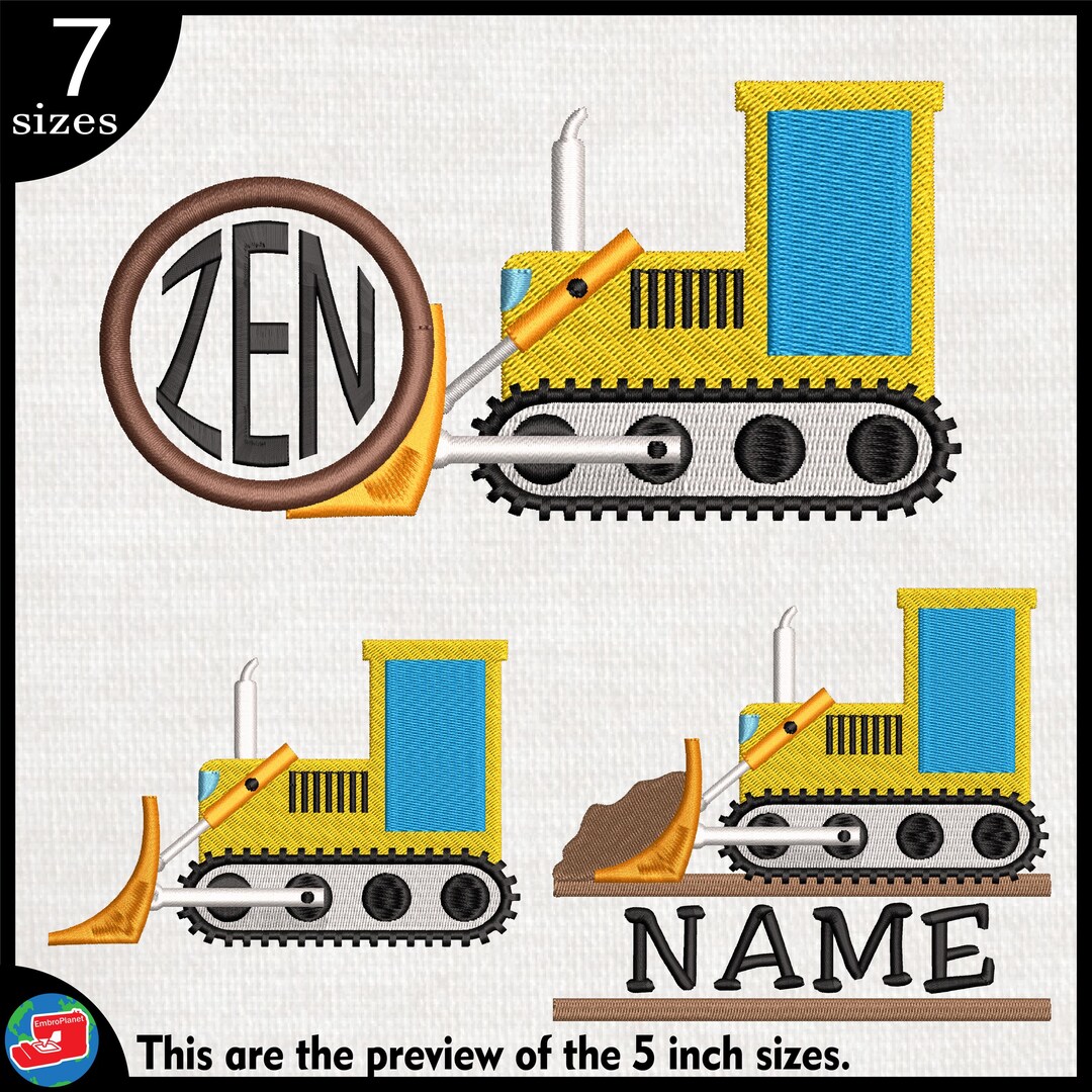 Construction Bulldozer Designs for Embroidery Machine Instant Download ...