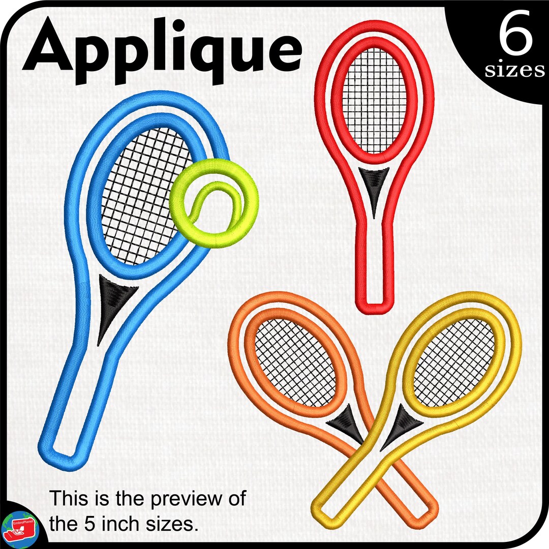 Applique Tennis Racquets - Design for Embroidery Machine Instant ...