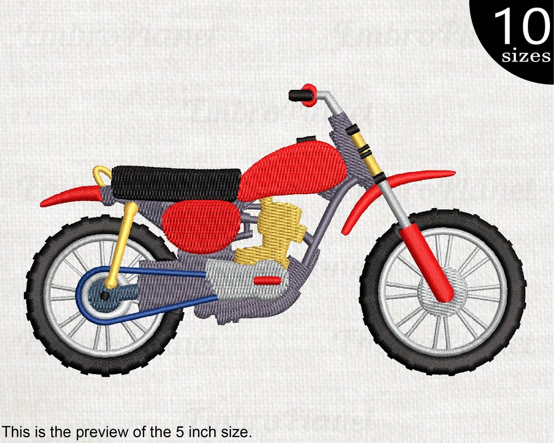 Retro Motocross Bike Embroidery Design - Instant Download - Etsy