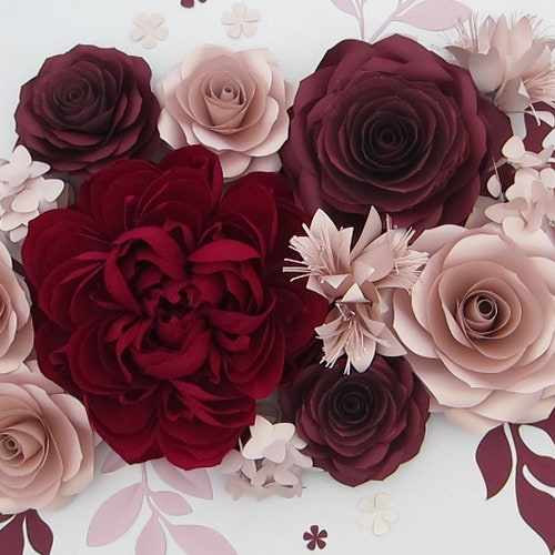 Giant Burgundy Paper Flower Backdrop for Wedding Decor Bridal - Etsy