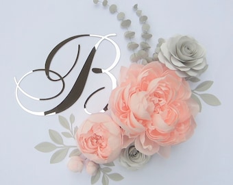 Large Paper Flower Wall Decor Nursery Name Sign Flowers Baby | Etsy