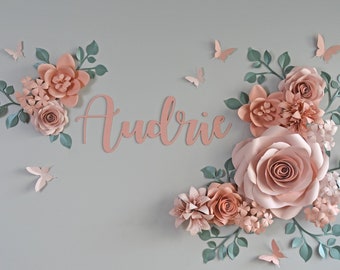 Large Paper Flower Wall Decor Nursery Name Sign Flowers Baby - Etsy