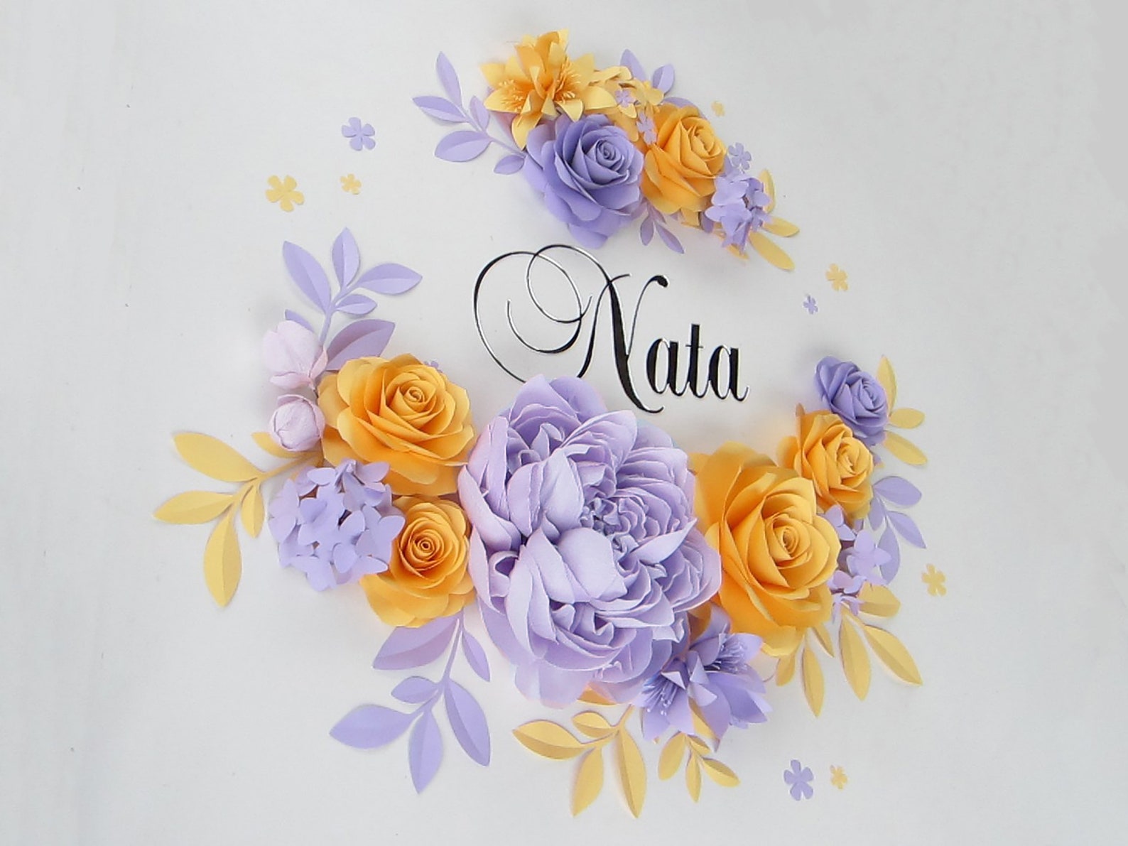 Baby Name Sign Giant Paper Flowers Wall Decor in Lavender and | Etsy