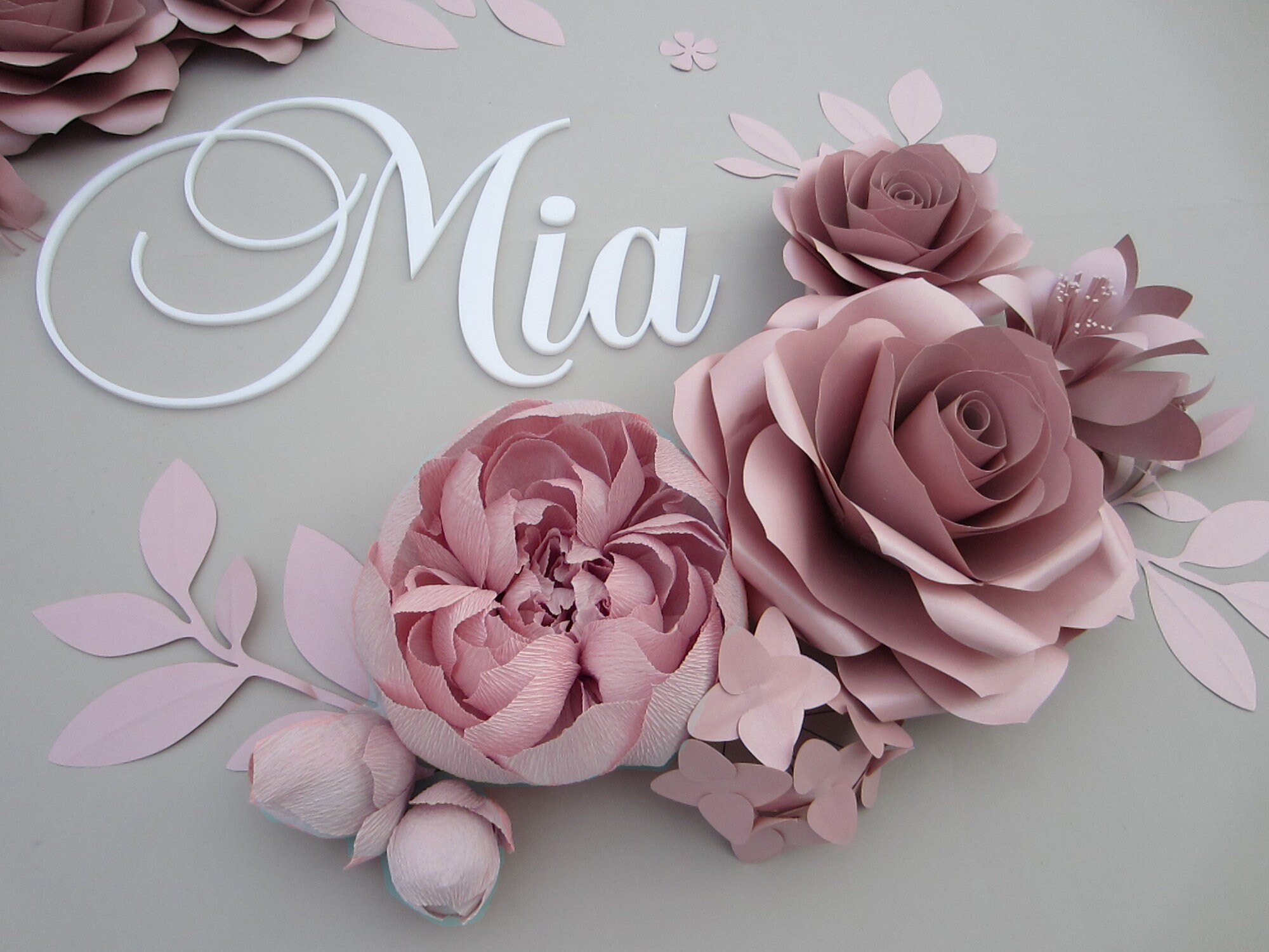 Baby Name Sign With Paper Flower Wall Decor Above Crib - Etsy UK