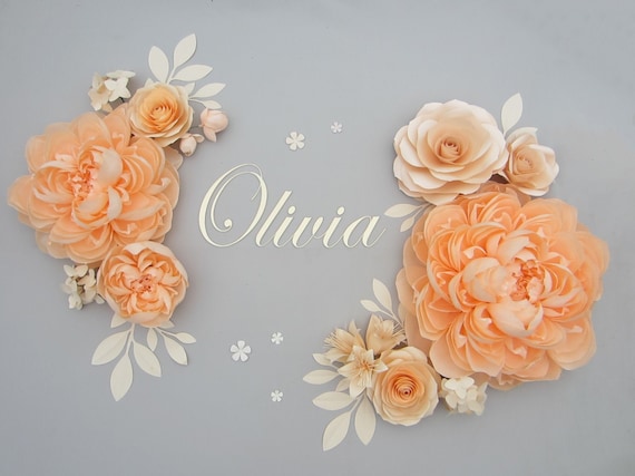 Baby Name Sign With Large Paper Flowers for Wall Above Crib | Etsy