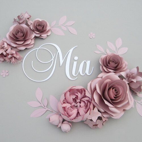 Paper Flower Wall Decor With Nursery Name Sign Girl Nursery - Etsy