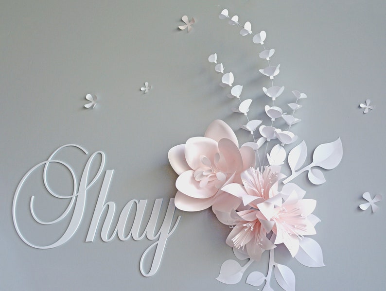 Large Paper Flower Wall Decor Nursery Name Sign Flowers Baby - Etsy