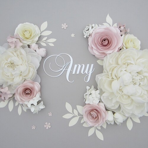Paper Flower Wall Decor With Nursery Name Sign Girl Nursery - Etsy