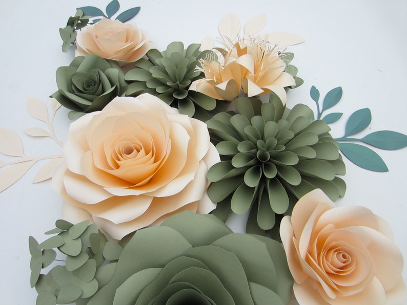 3D Paper Flower Wall Art: Peach & Green Nursery Decor - Etsy