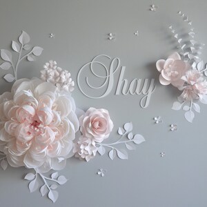 Peonies Paper Flowers, Large Paper Flower Wall Decor, Nursery Name Sign ...