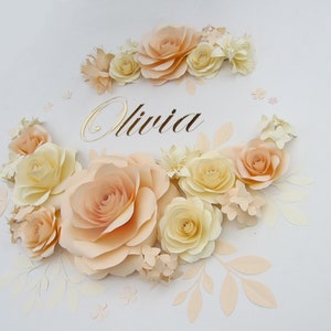 Nursery Decor, Large Paper Flowers With Nursery Name Sign, Flower Wall ...
