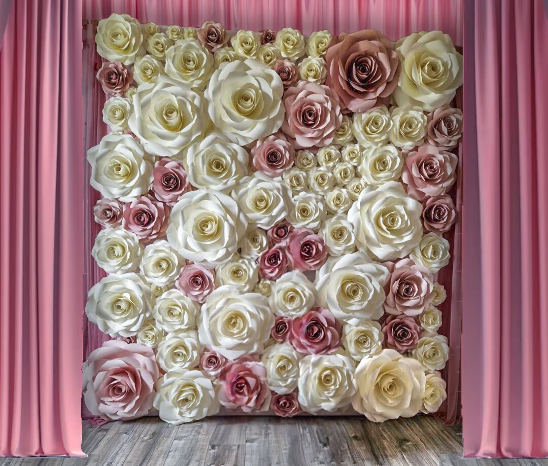 Wedding Giant Paper Flowers Backdrop, Large Paper Classy Roses Backdrop ...