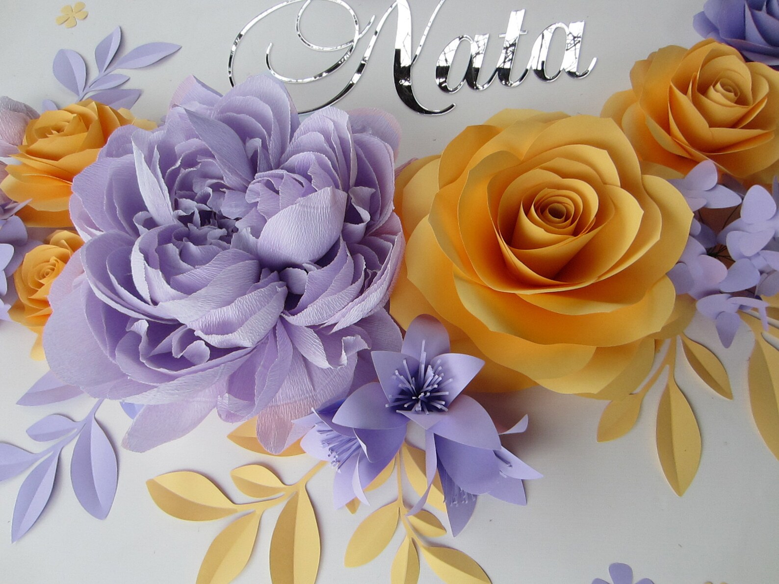 Baby Name Sign Giant Paper Flowers Wall Decor in Lavender and | Etsy