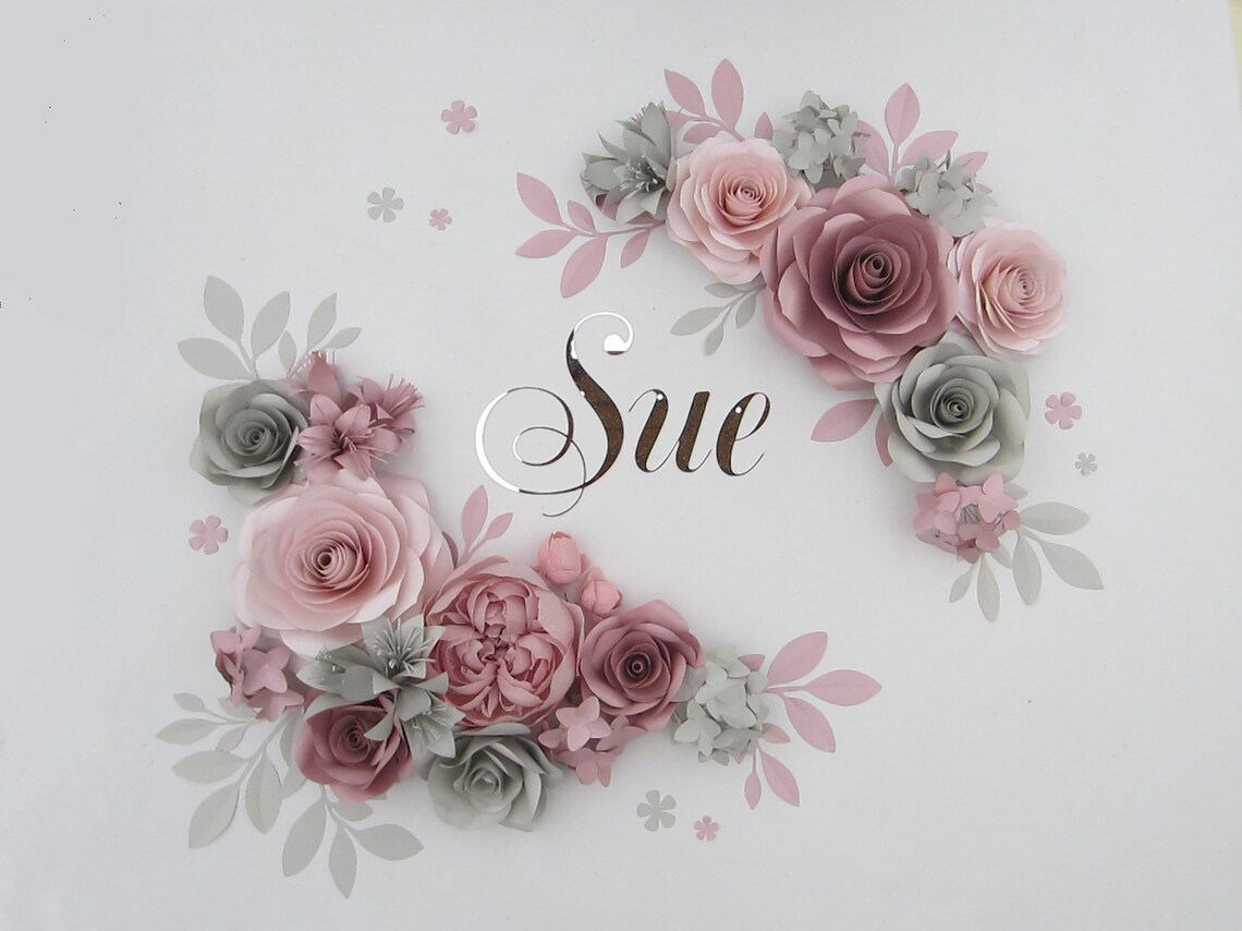 Paper Flowers Wall Nursery Wall Decor Nursery Name Sign | Etsy