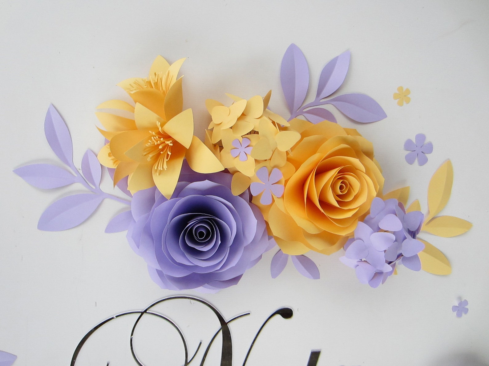 Baby Name Sign Giant Paper Flowers Wall Decor in Lavender and | Etsy