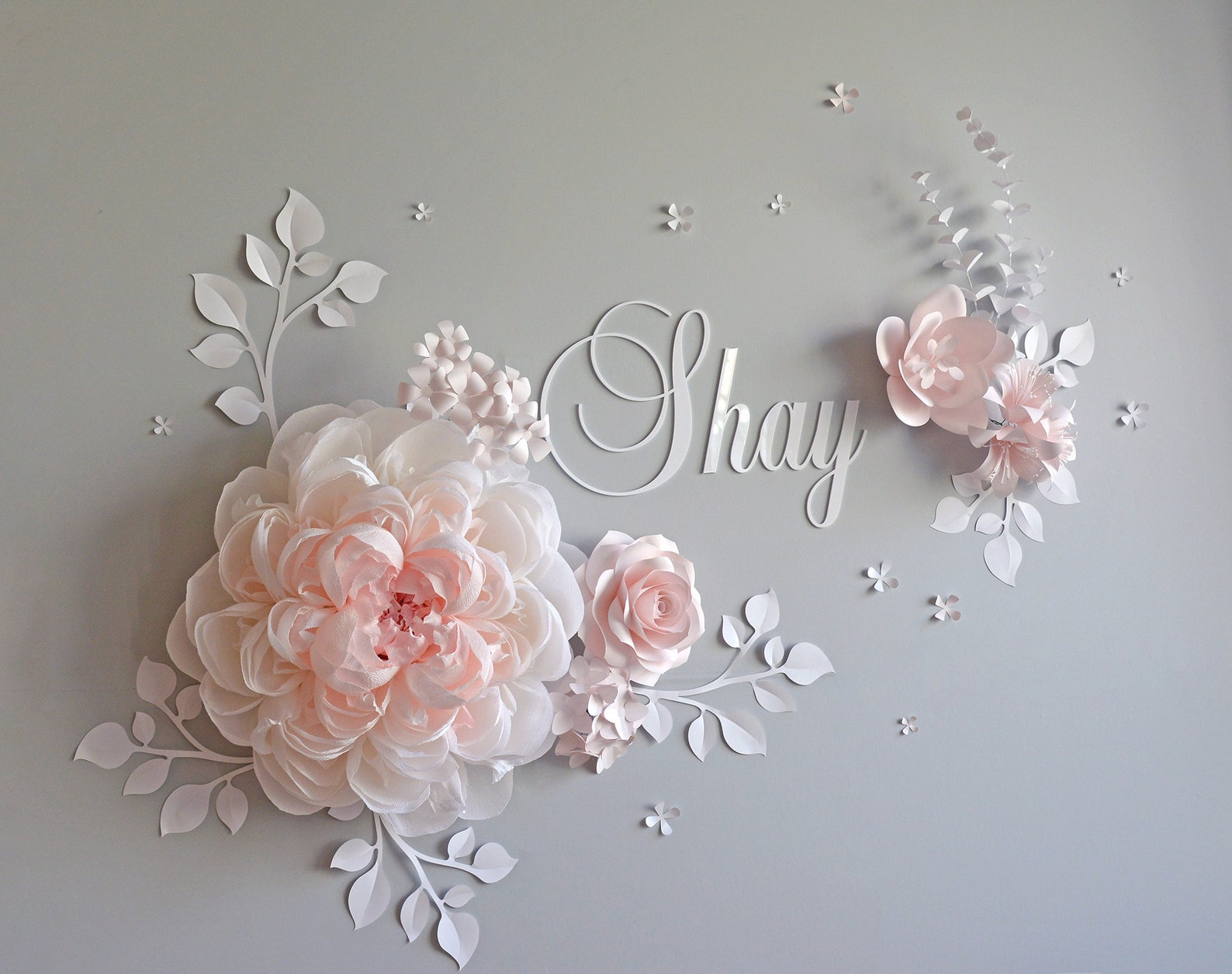 Large Paper Flower Wall Decor Nursery Name Sign Flowers Baby - Etsy