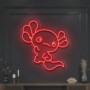 Сute Axolotl Neon Sign, Baby Axolotl Wall Lamp, Kawaii Axolotl, Axolotl ...