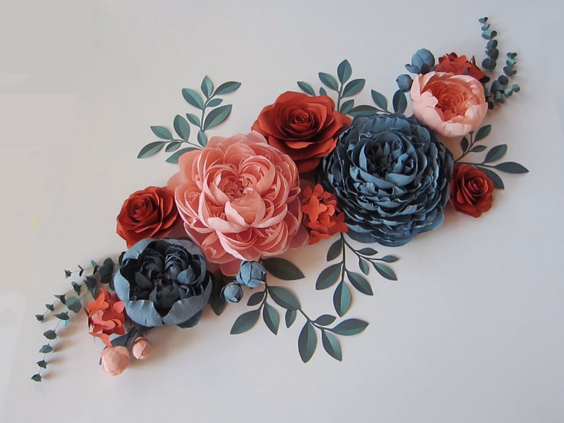Handcrafted Paper Flower Wall Decor: Large Peonies, Roses, Hydrangeas ...