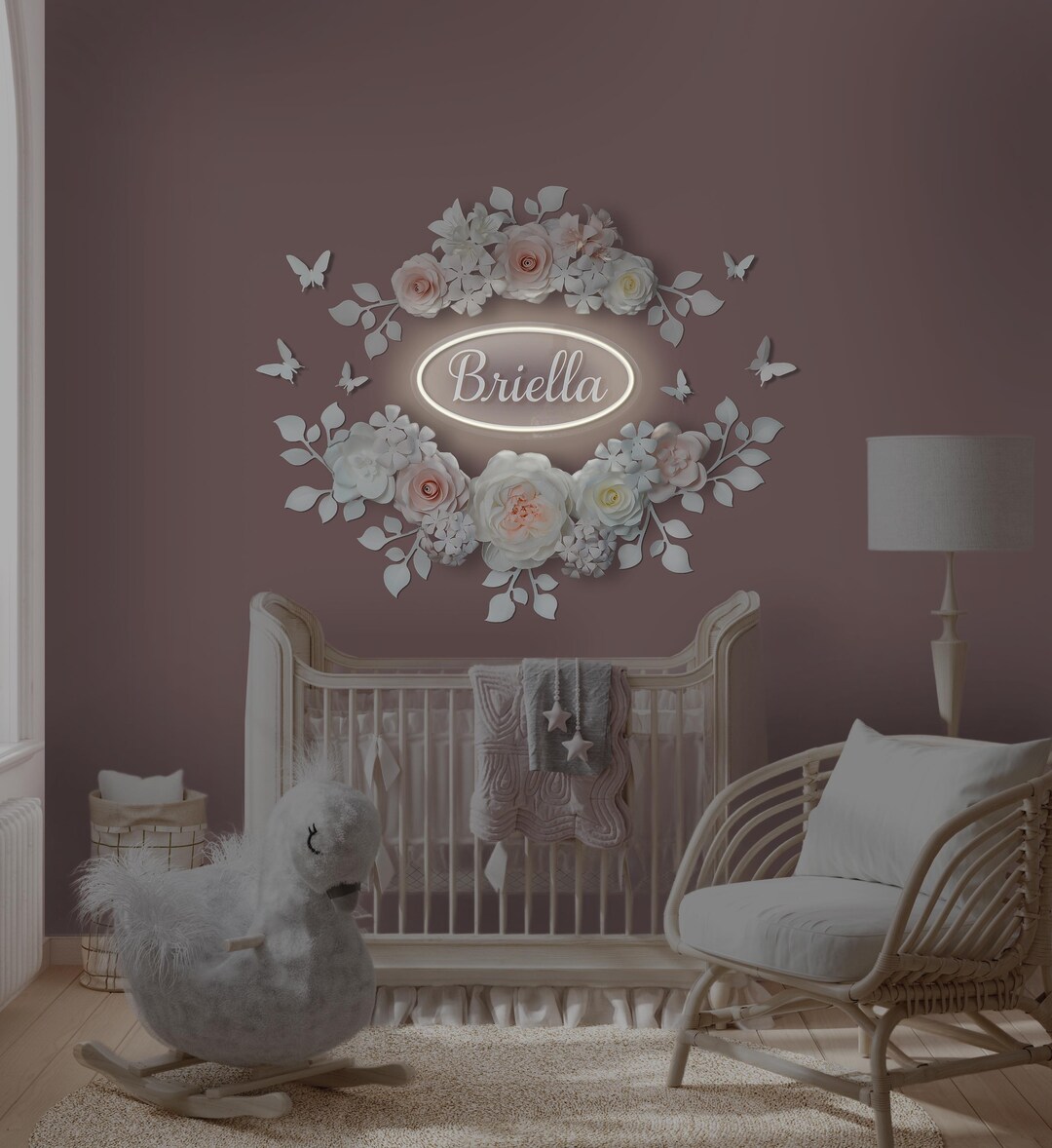 Baby Name Sign With Lights, Neon Sign Custom Name With Large Paper ...