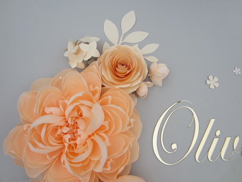 Baby Name Sign With Large Paper Flowers for Wall Above Crib - Etsy